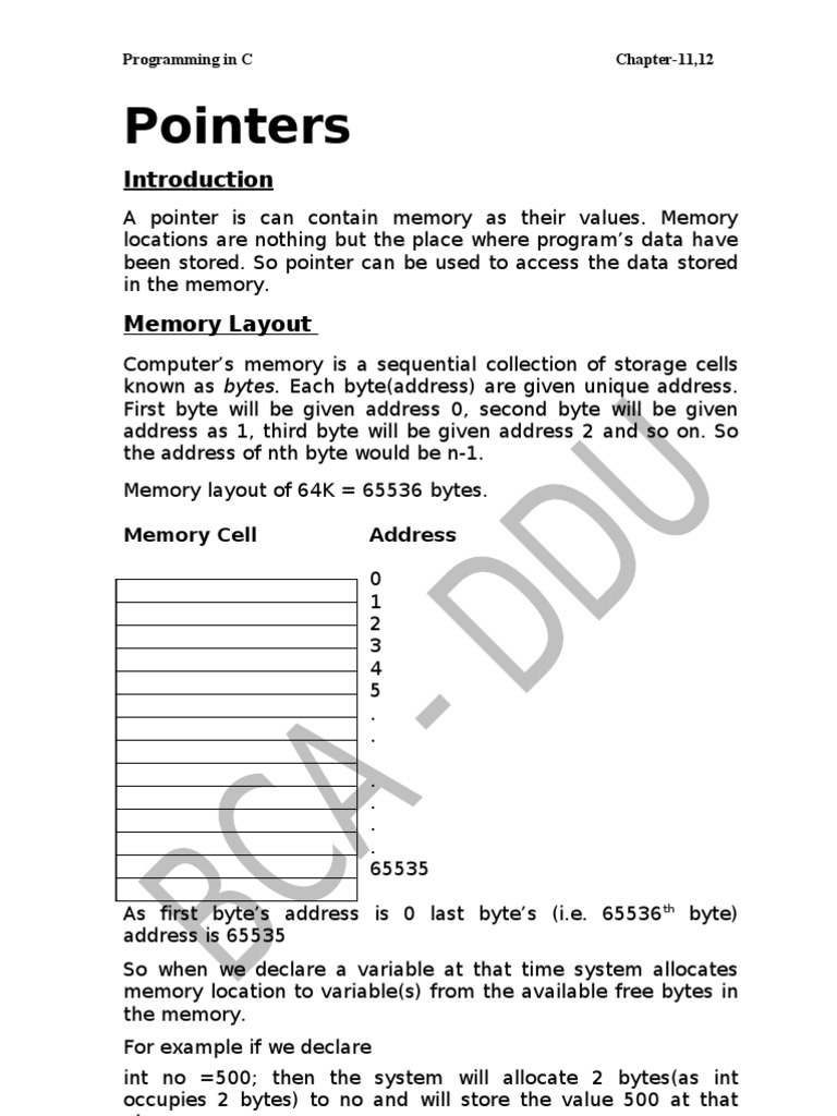 Pointers: Memory Cell Address | Download Free PDF | Pointer (Computer Programming) | Integer ...