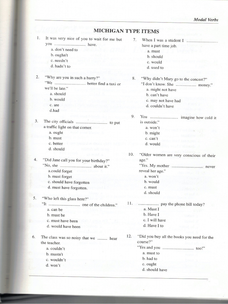 Modal Verbs Test Proficiency | PDF