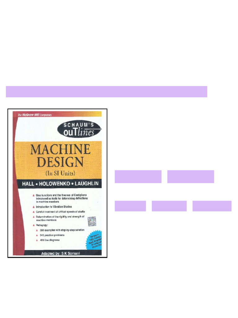 Machine Design 5th Edition Alfred Hall Alfred Holowenko Herman Laughlin And S K Somani ebook ...