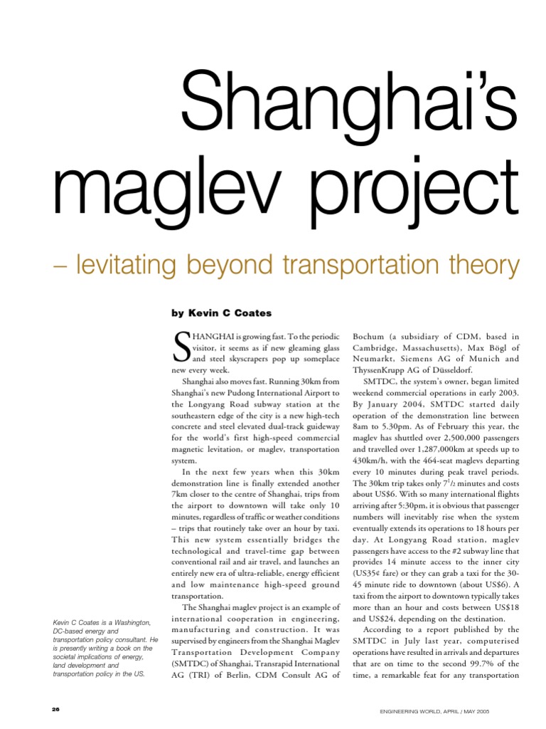 Shanghai's Maglev Project: - Levitating Beyond Transportation Theory ...