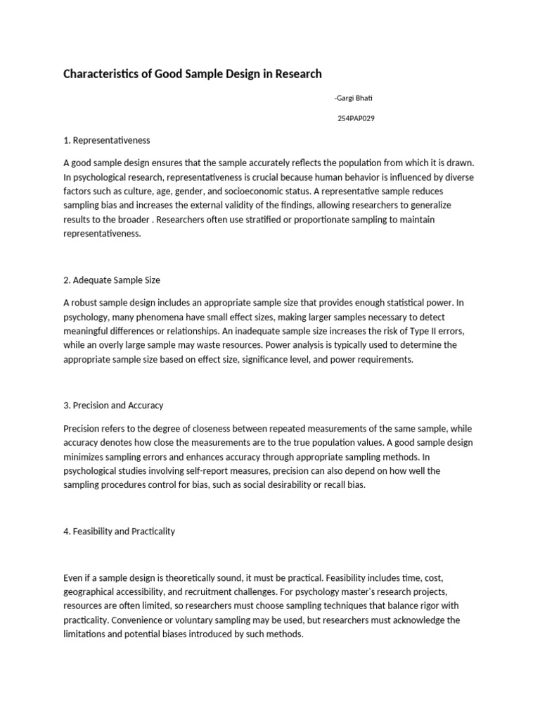 Characteristics of a good sample design | PDF | Sampling (Statistics ...