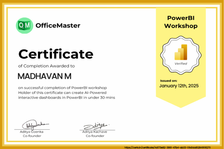 Certificate of Power BI | PDF