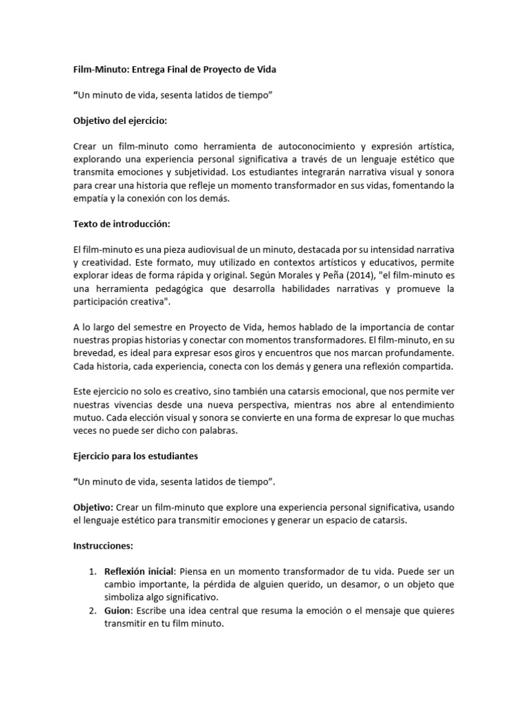 Instructivo FILM MINUTO.... | PDF | Experiencia | Las emociones