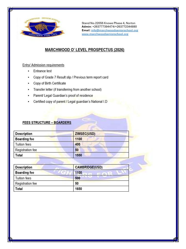 Marchwood O' Level Prospectus 2026 | PDF | Hamburgers | French Fries
