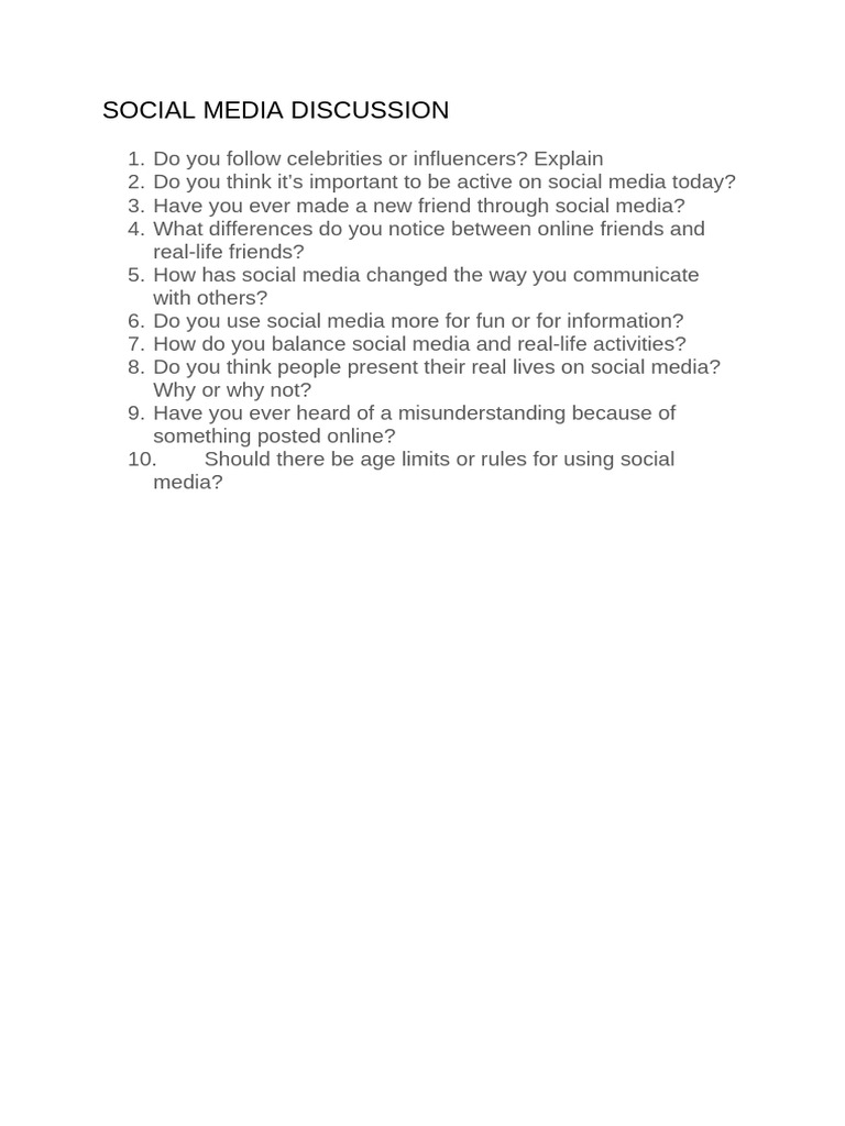 Social Media Discussion | PDF