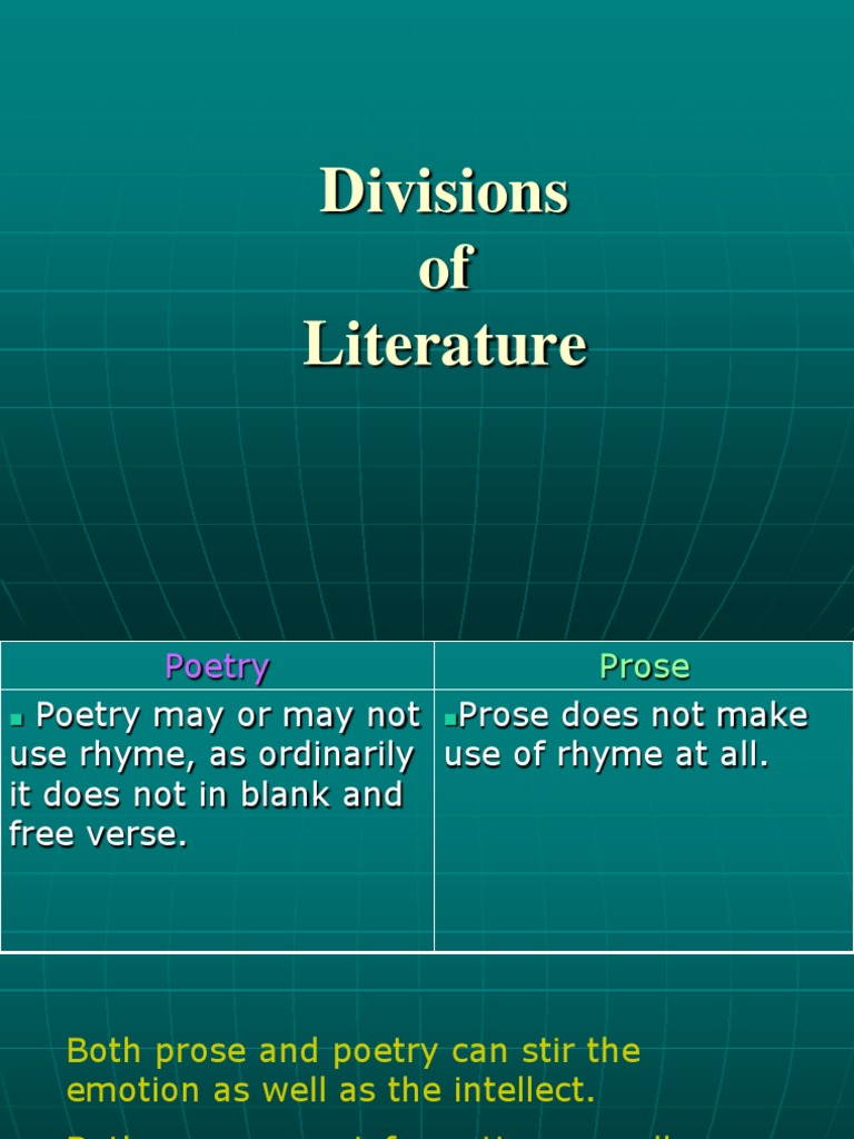 Divisions of Literature: Poetry and Prose | PDF | Poetry