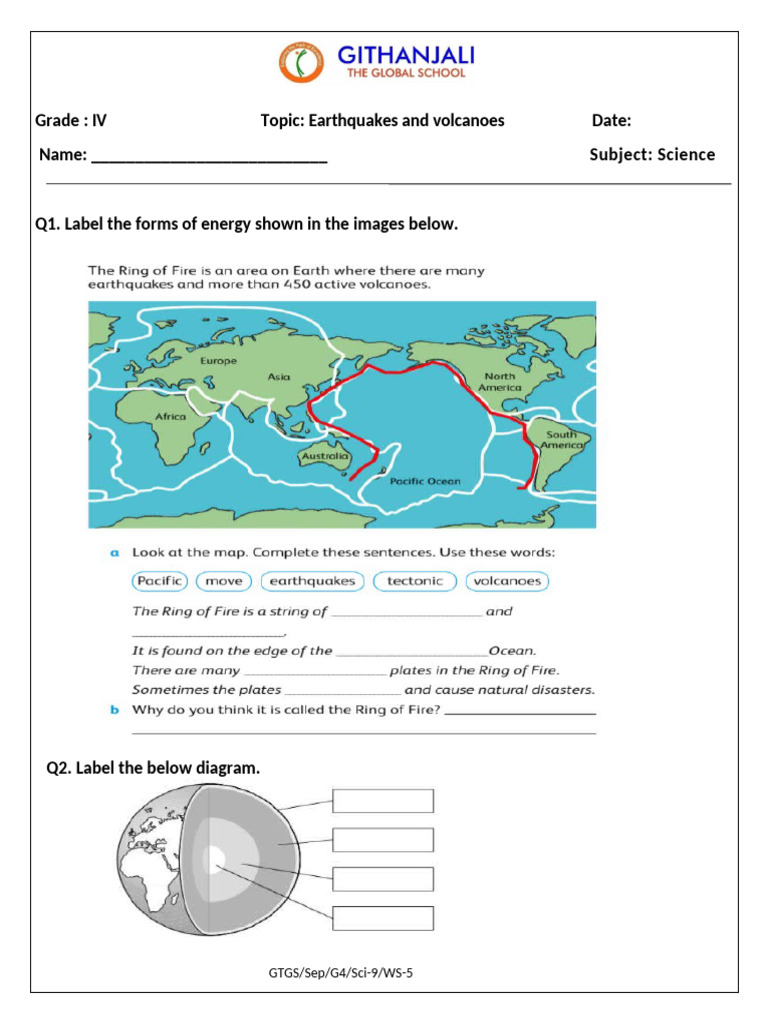 Earthquakes and Volcanoes Worksheet | PDF