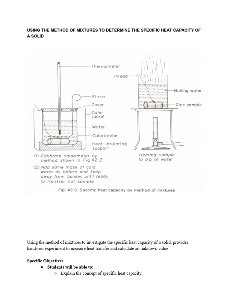 Measure Specific Heat Capacity Experiment | PDF | Heat | Water