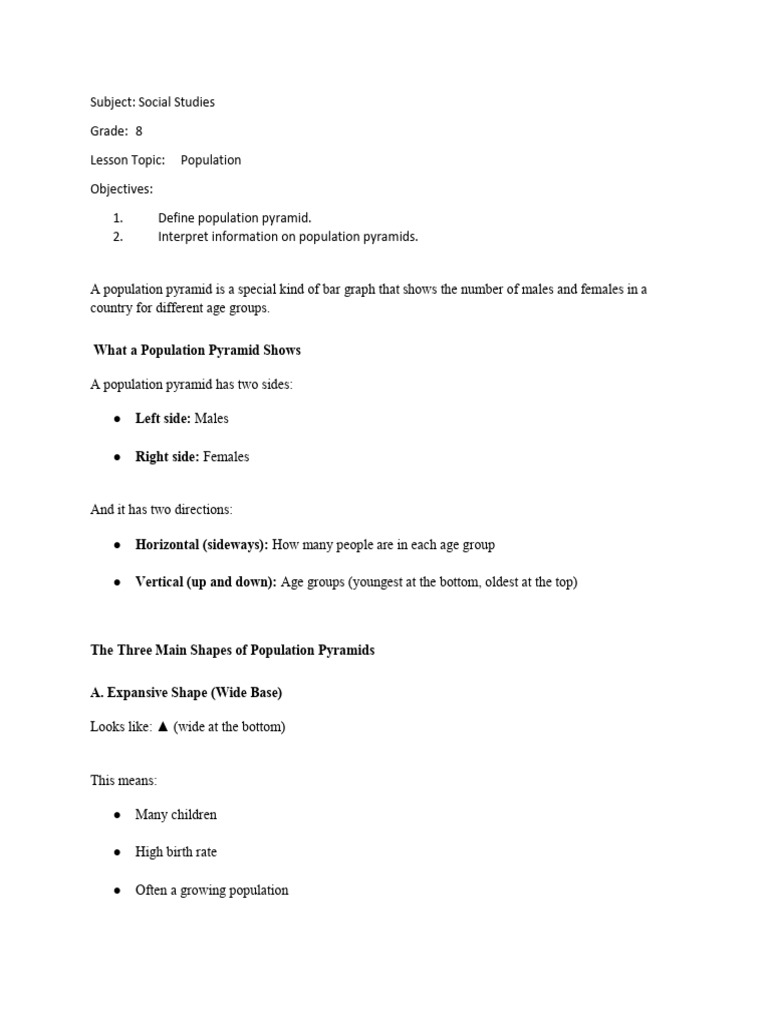 Understanding Population Pyramids in 8th Grade | PDF