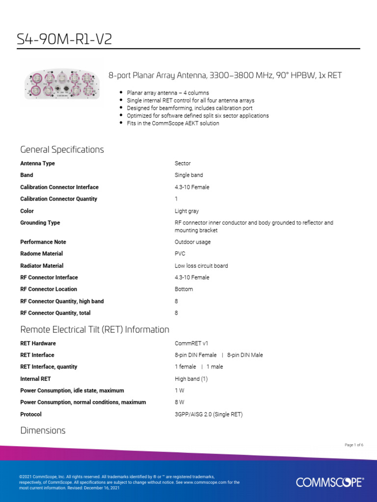 S4 90M R1 V2 Product Specifications (Comprehensive) | PDF | Antenna ...