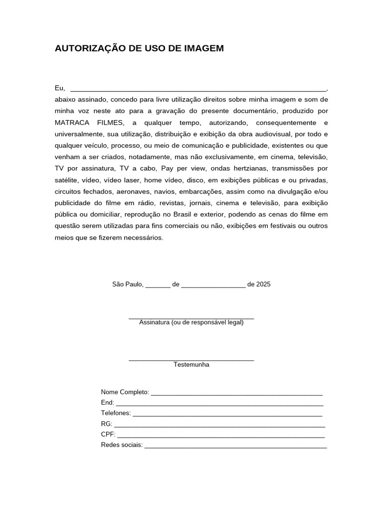 Autorização de Uso de Imagem_ Matraca | PDF