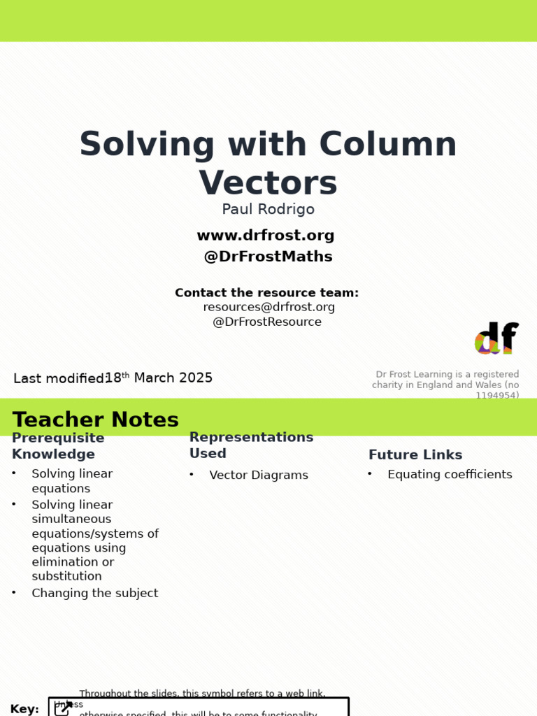 Solving With Column Vectors - Lesson | PDF | Equations | Vector Space