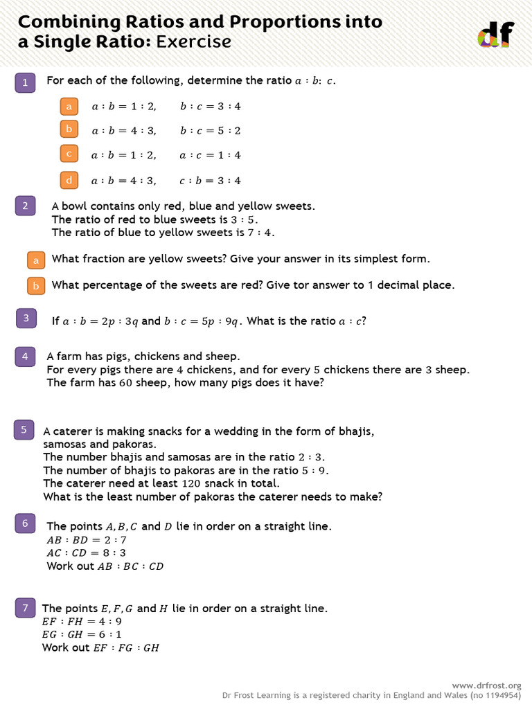 Ratios and Proportions Practice Exercises | PDF | Ratio | Elementary ...