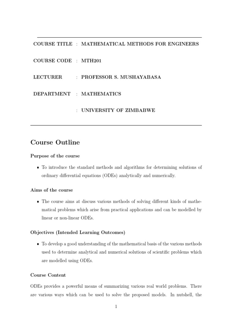 MT201_ODE_2025-1 | PDF | Ordinary Differential Equation | Laplace Transform