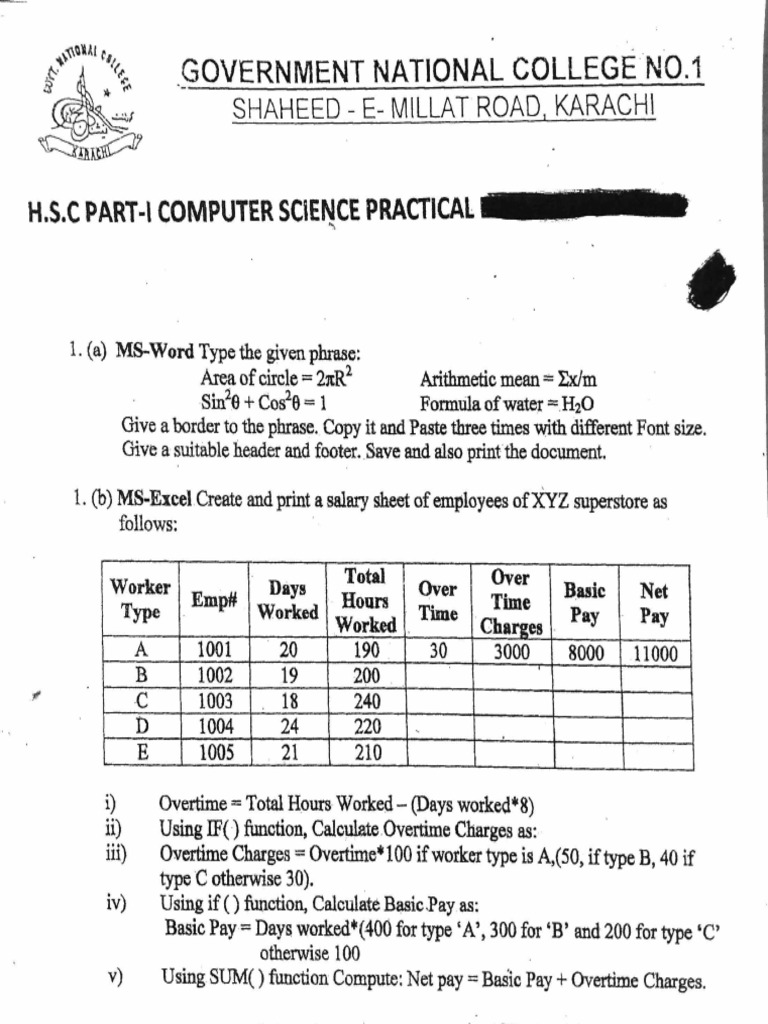 List of Practical Objects for Class XI (Computer) | PDF