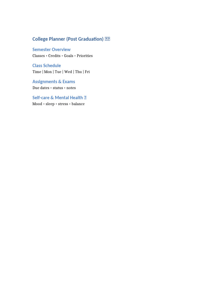 College Planner Google Docs | PDF