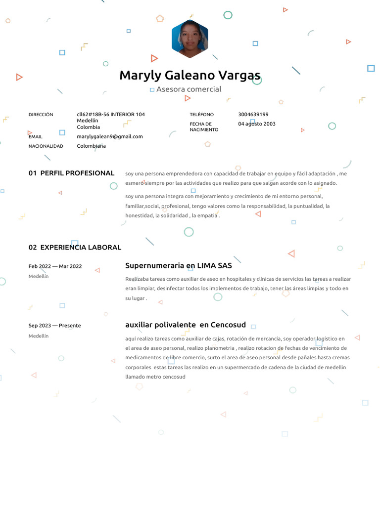 Maryly Galeano Vargas - Asesora Comercial | PDF