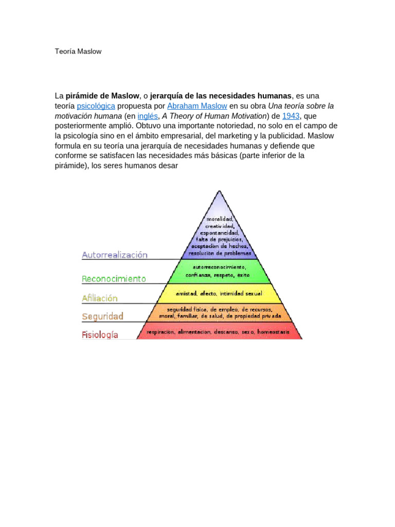 Teoría Maslow | PDF