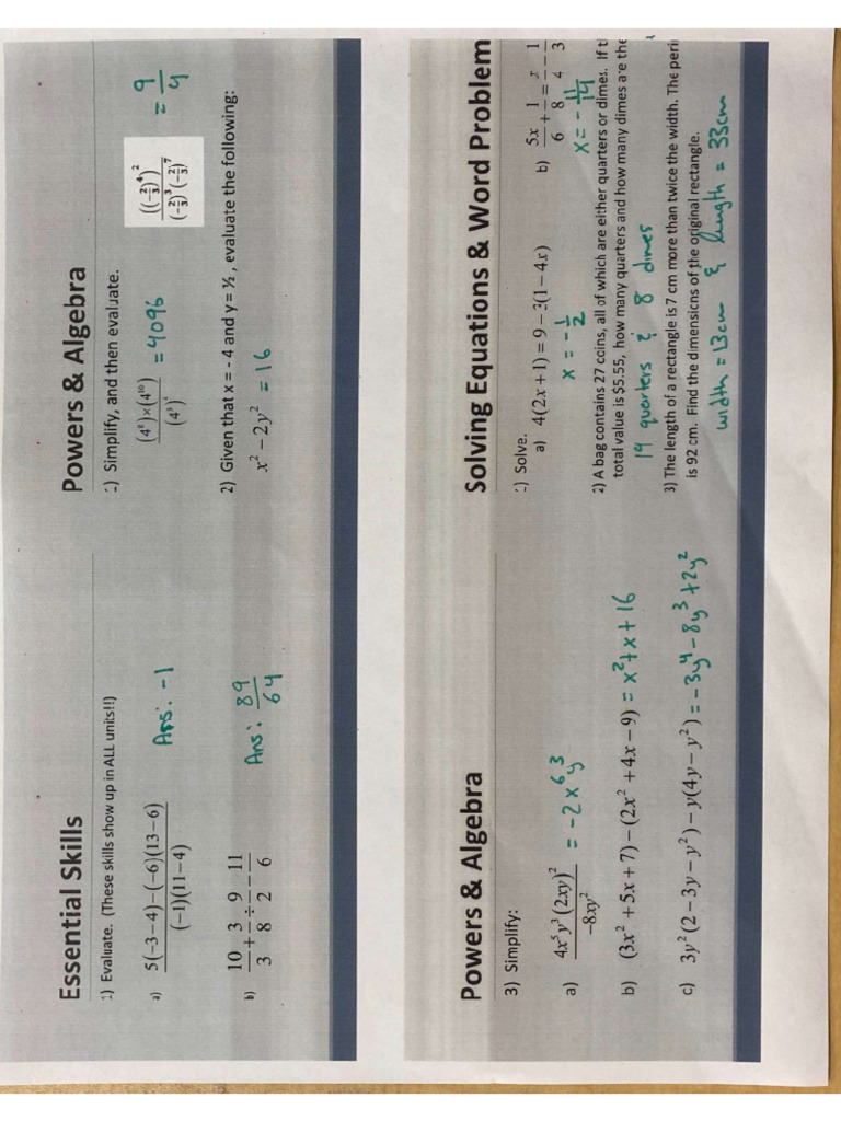 Algebra Evaluation and Simplification Guide | PDF