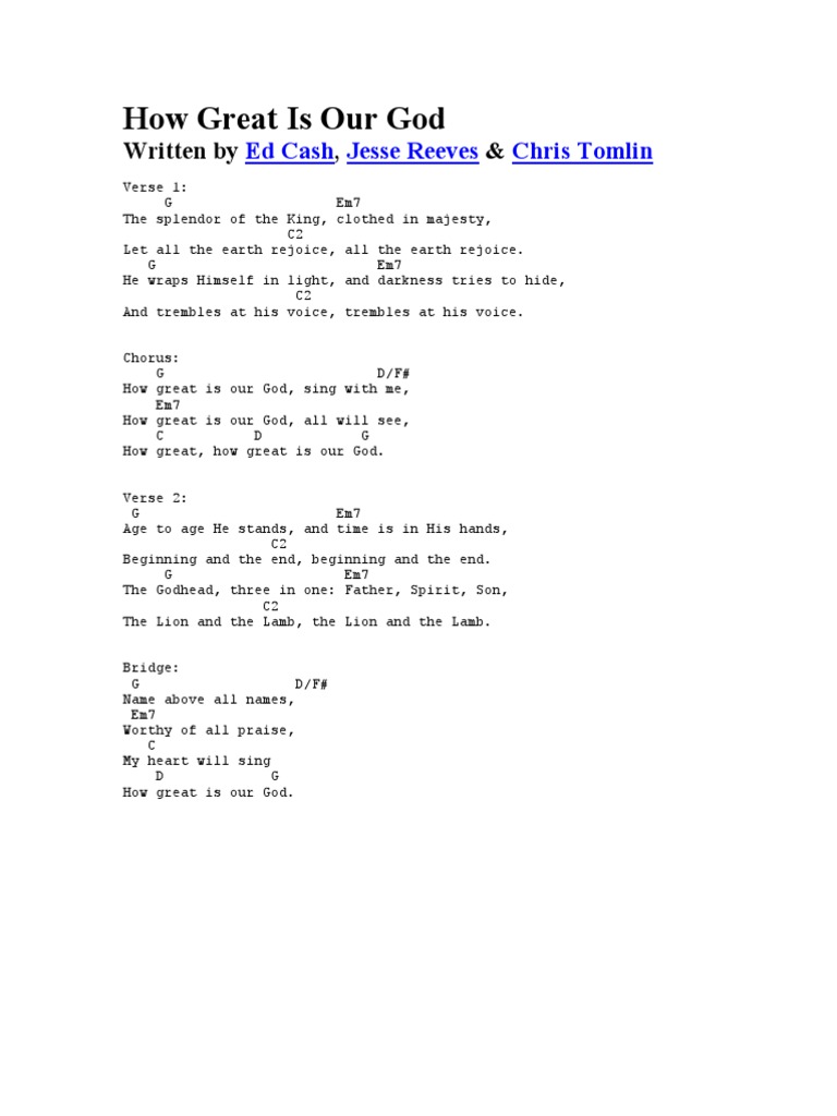 How Great Is Our God | PDF | Jesus | Christian Belief And Doctrine