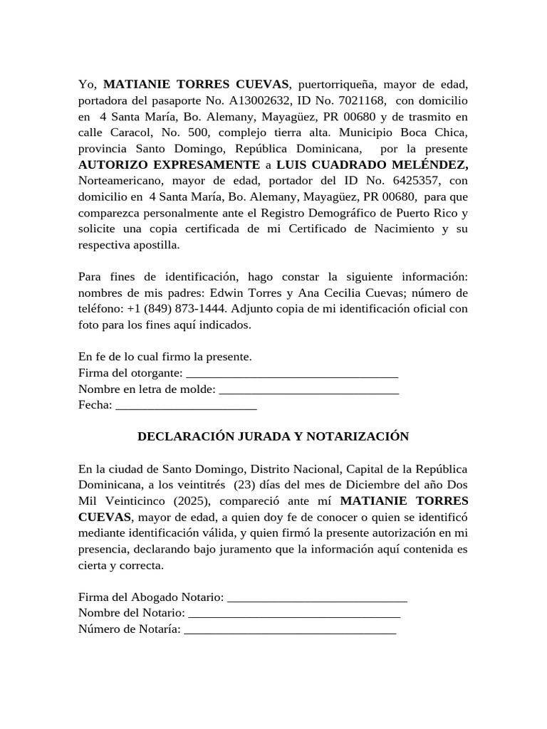 Carta Matianie Torres Cuevas | PDF