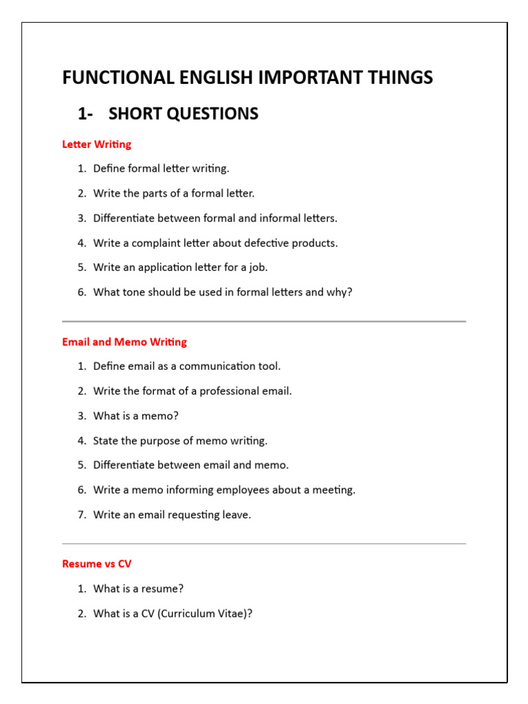 Functional English Important Things | PDF | Résumé | Communication