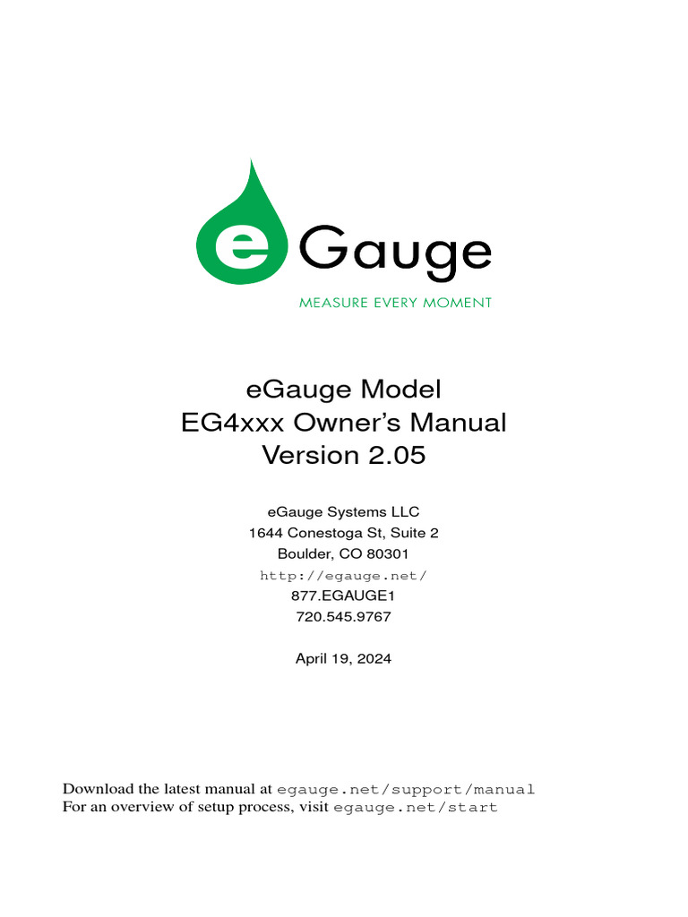 eGauge EG4xxx Installation Manual | PDF | Ip Address | Electrical Connector