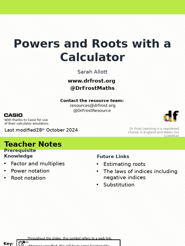 Powers and Roots With a Calculator - Lesson | PDF | Square Root | Numbers