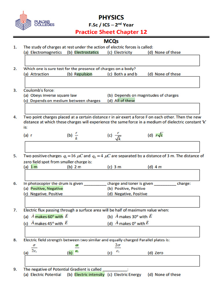 (Solved) Physics Practice Sheet Ch.12 - 120651 | PDF