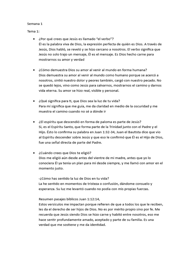 Discipulado bíblico 4 semanas | PDF | Amor | Jesús