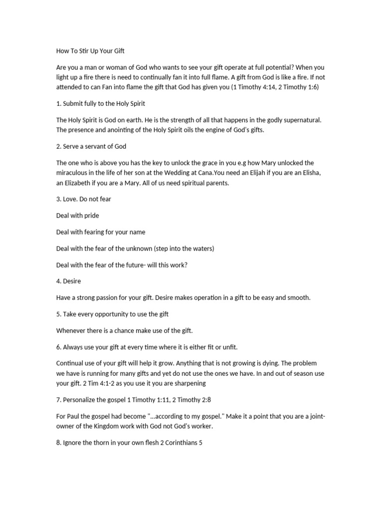 How to Stir Your Gift | PDF | Religious Belief And Doctrine