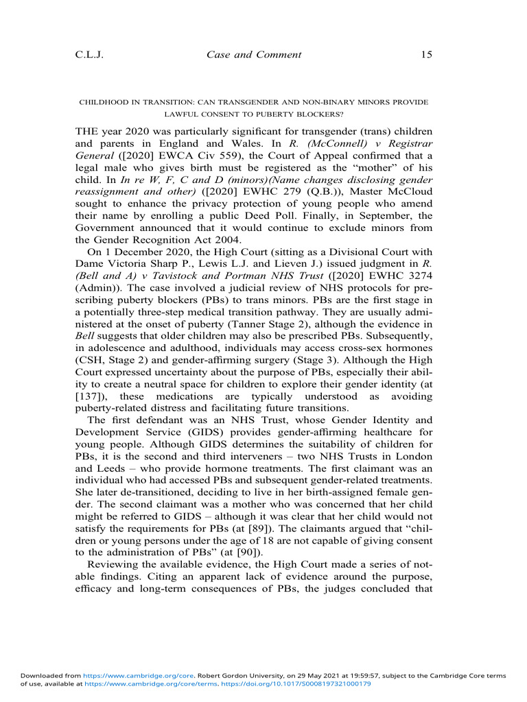 CHILDHOOD IN TRANSITION CAN TRANSGENDER AND NON-BINARY MINORS PROVIDE ...