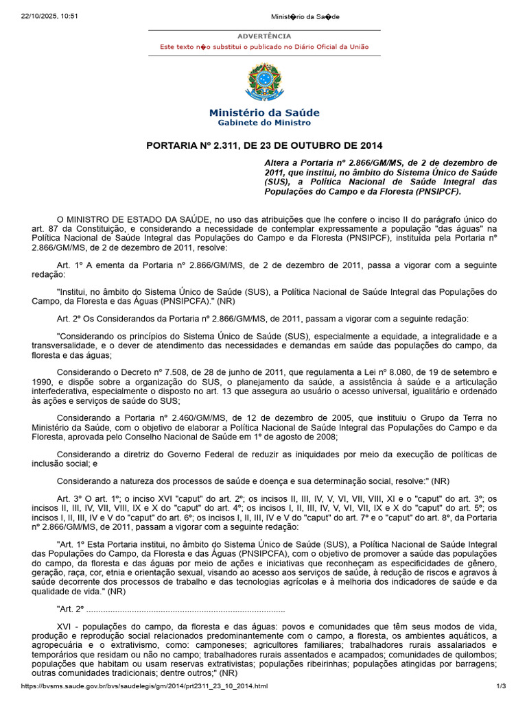 Minist65533rio_da_Sa65533de1 (1) | PDF | Agricultura