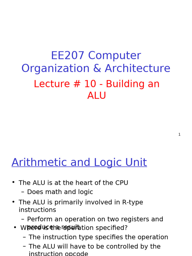 Building an ALU in Computer Architecture | PDF | Computer Science ...