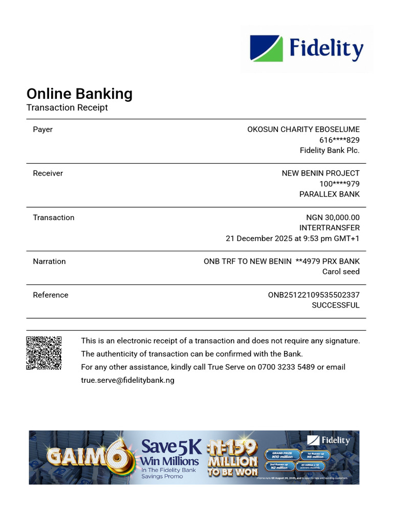 Online Banking Transaction Receipt | PDF