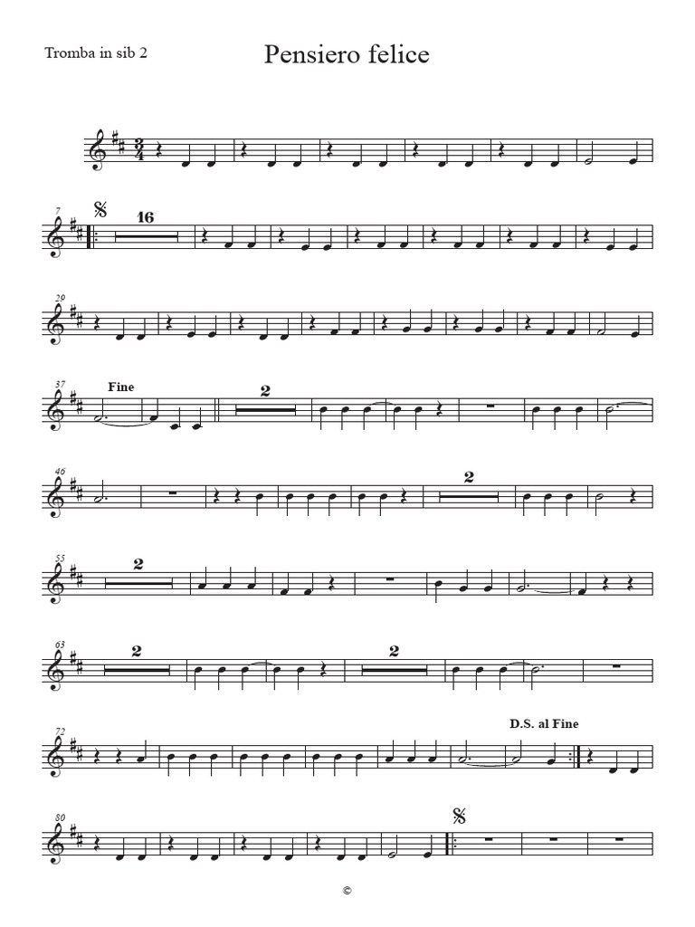 Un Pensiero Felice - Tromba in Sib 2 | PDF