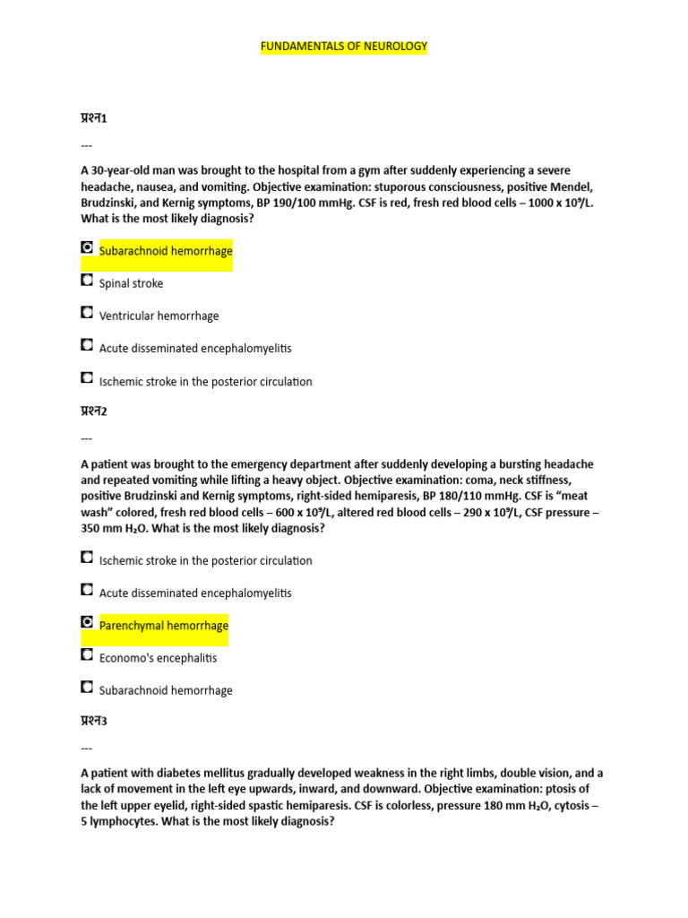 Neurology Case Studies and Diagnoses | PDF | Stroke | Peripheral Neuropathy