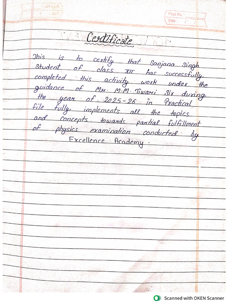 Physics Activity File Class Xii 2025 26 | PDF