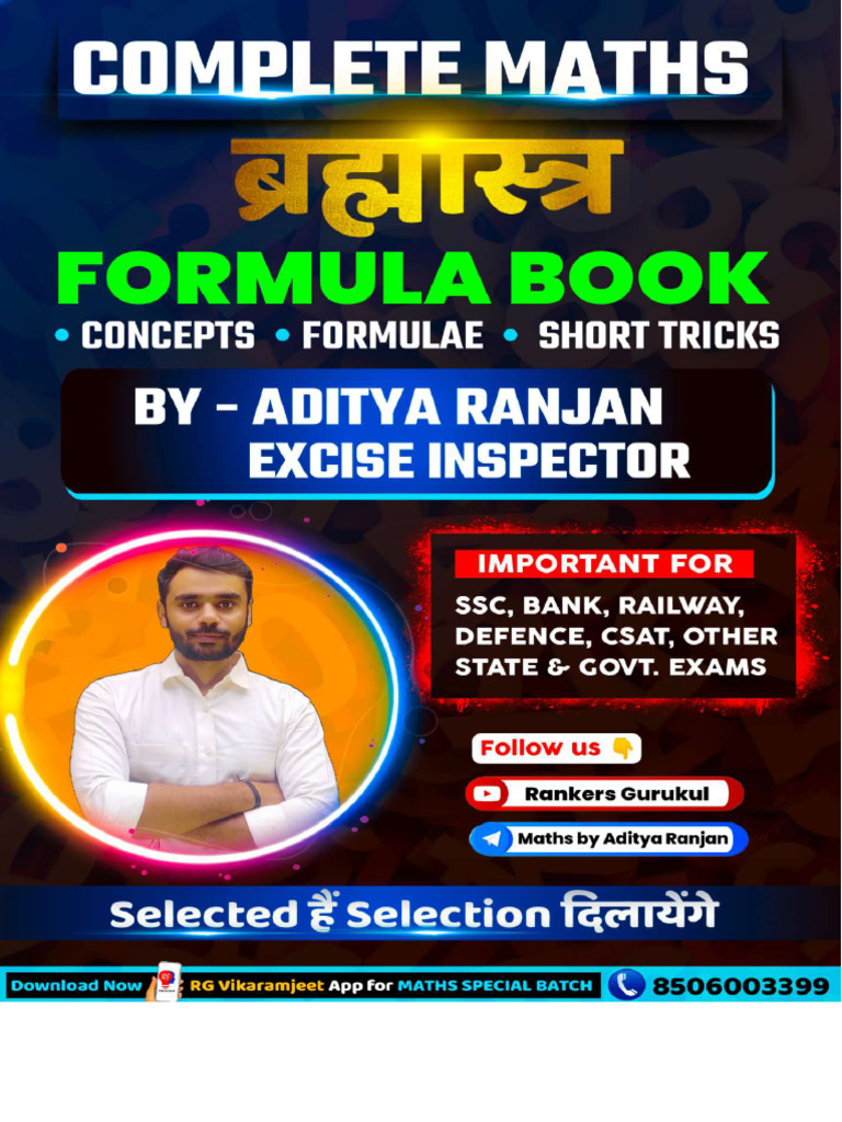 Maths Formula Book by Aditya Ranjan Bilingual | PDF | Geometry | Triangle