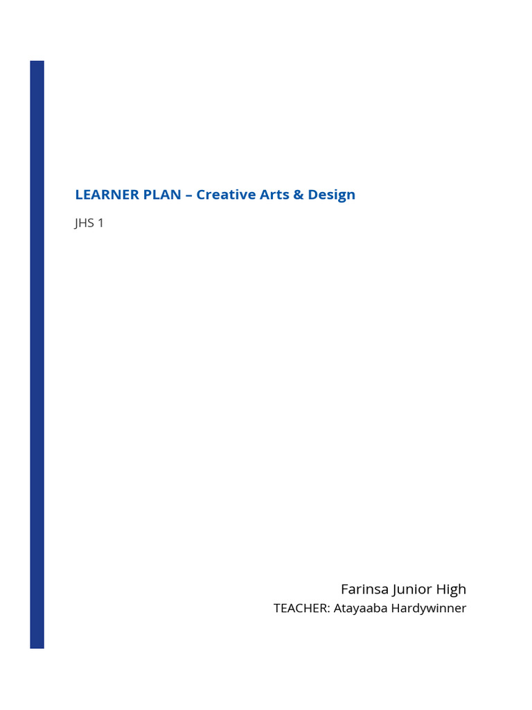 JHS 1 Creative Arts Design Lesson Plan | PDF | Learning | Design
