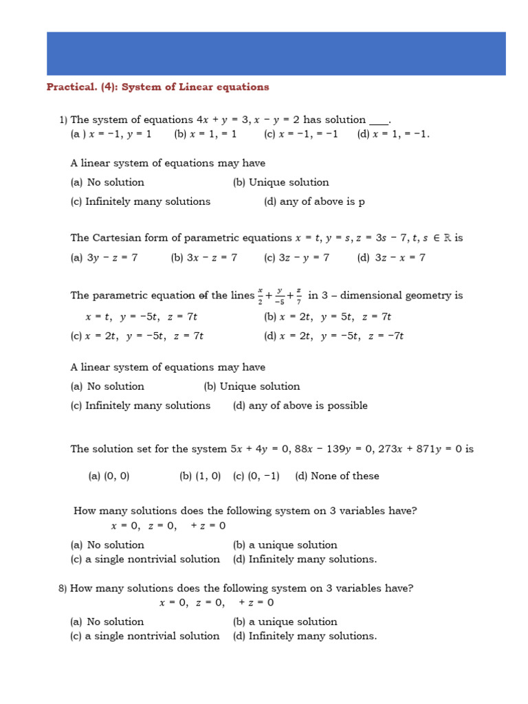 SYCS Linear Algebra (Vector Space) Practicals-4 | PDF | System Of ...