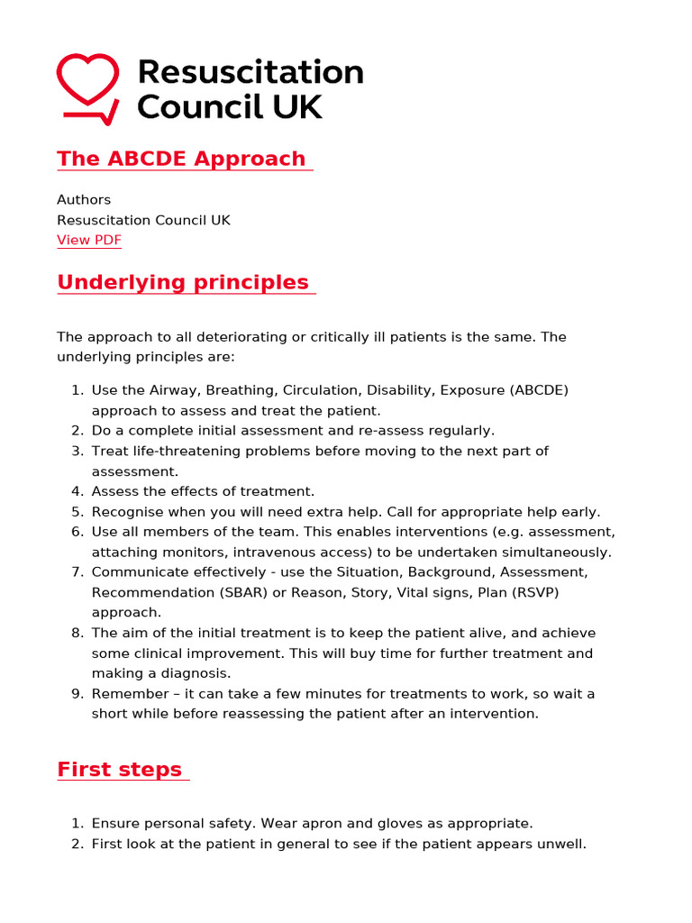The ABCDE Approach | PDF | Respiratory System | Breathing