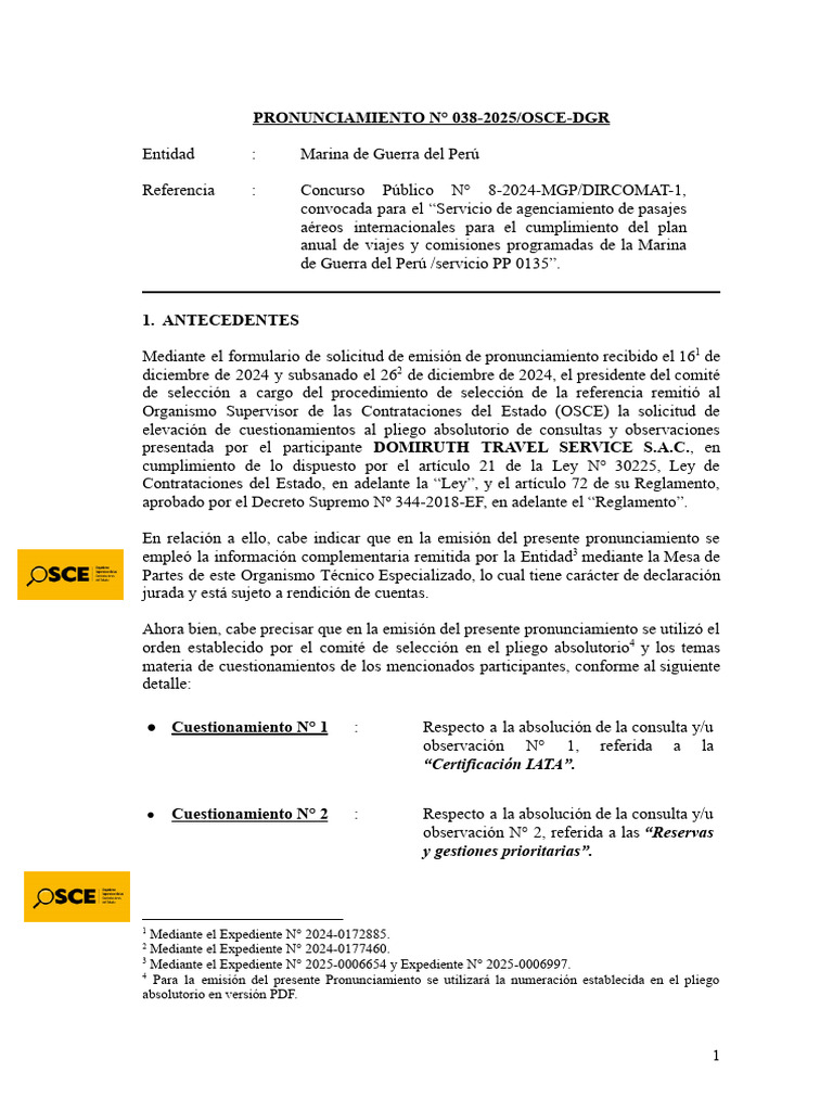PRONUNCIAMIENTO N° 038-2025-OSCE-DGR | PDF | Regulación | Precios
