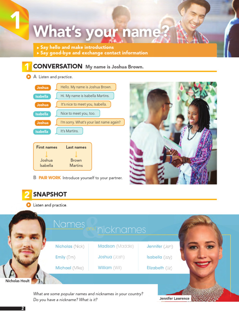 Name Introduction and Contact Practice | PDF