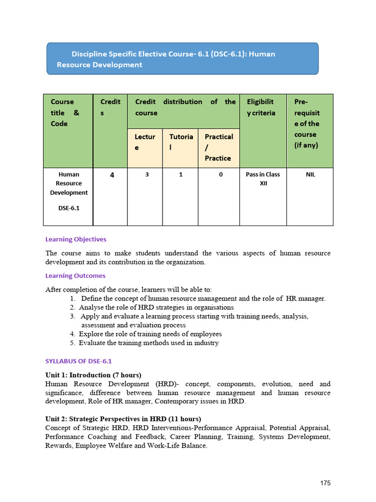 Human Resource Development Course Overview | PDF | Human Resource ...