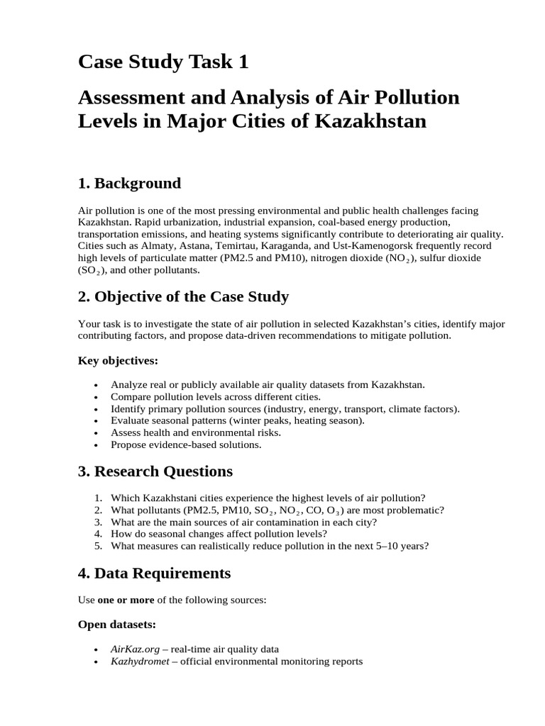 Case Study Task 1 | PDF | Air Pollution | Particulates