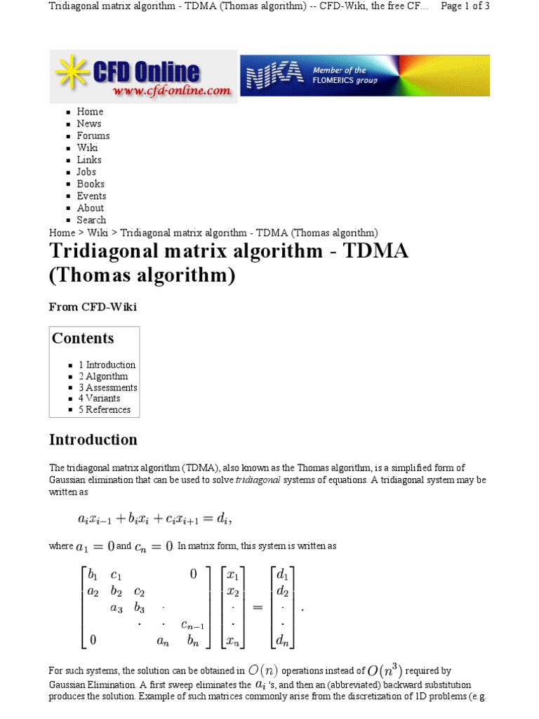 Tridiagonal Matrix Algorithm2 Pdf Matrix Mathematics Algebra