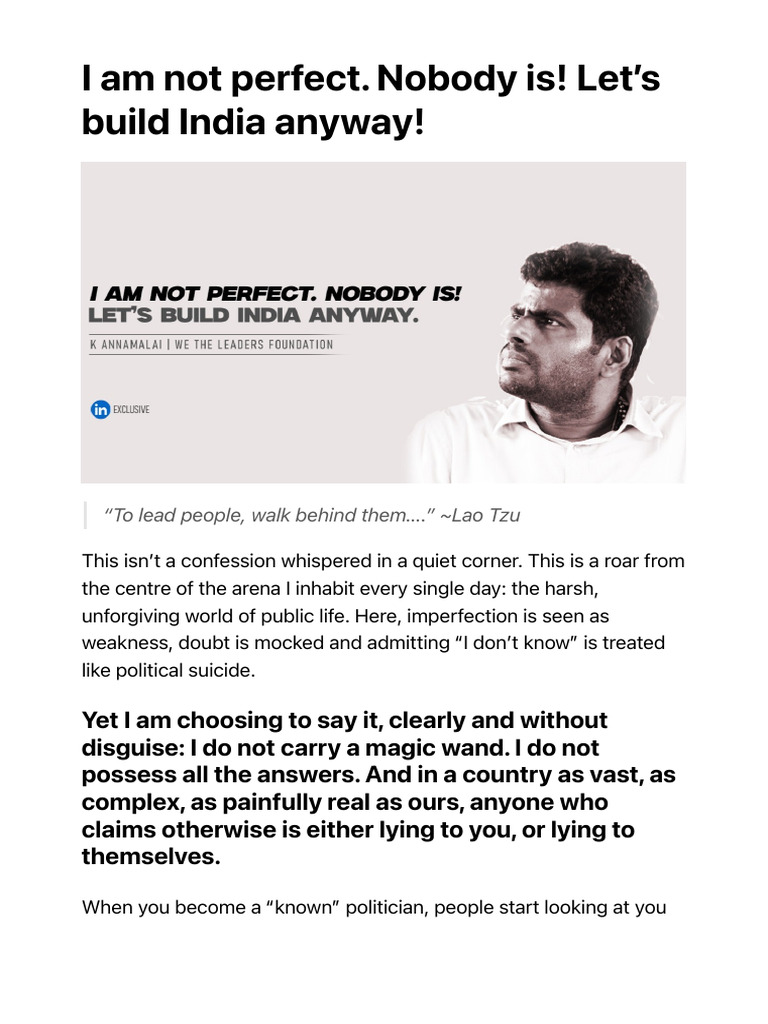 I Am Not Perfect. Nobody is! Let’s Build India Anyway! | PDF