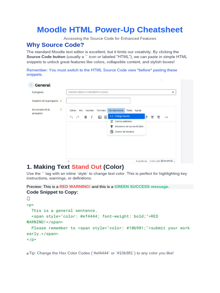 Moodle HTML Customization Guide | PDF | Color | Visual Perception