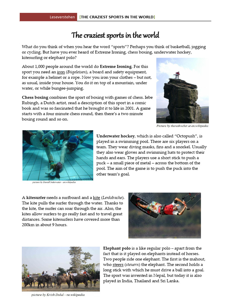 The Craziest Sports in the World | PDF | Water Sports | Underwater Diving